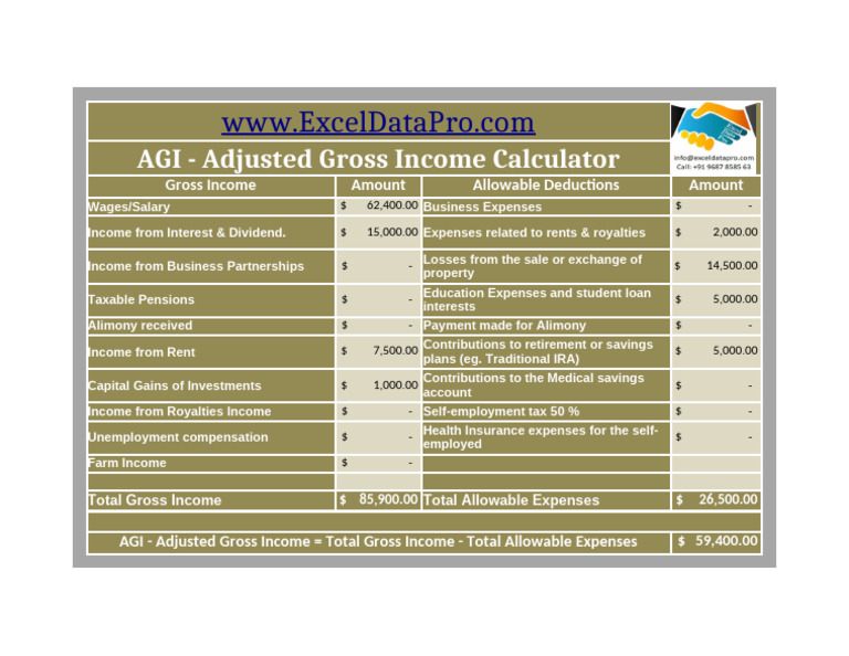AGI Calculator for 2023 Tax Year | PDF