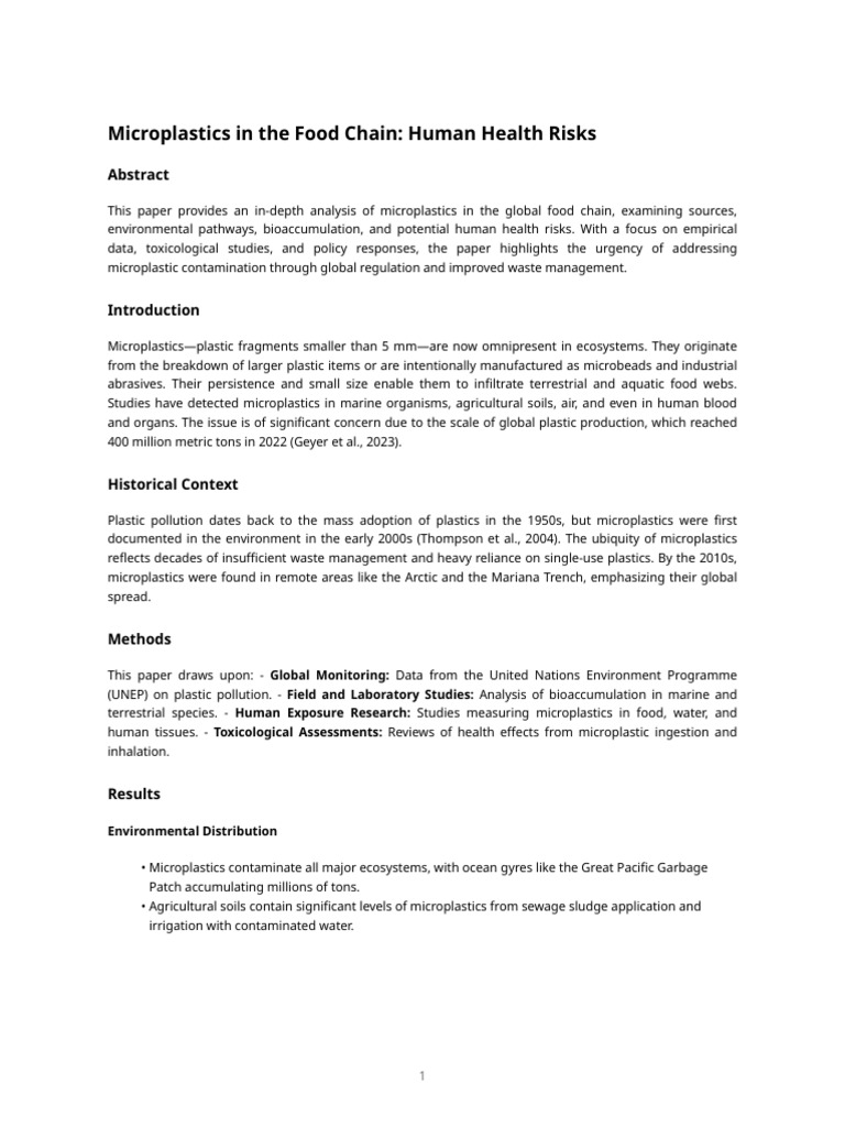Microplastics: Health Risks in Food Chain | PDF | Natural Environment ...