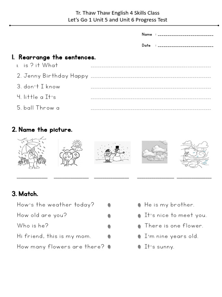 Let's Go 1 Unit 5 To 6 Progress Test 2 | PDF