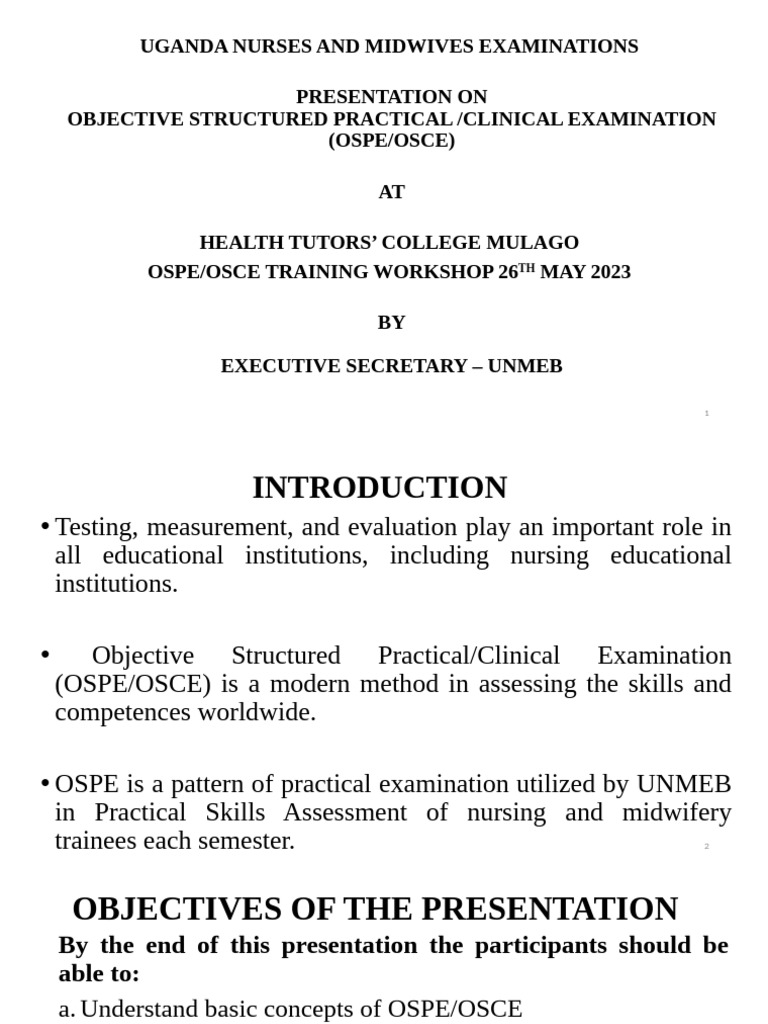 OSPE OSCE Lecture Nurses Midwives | PDF