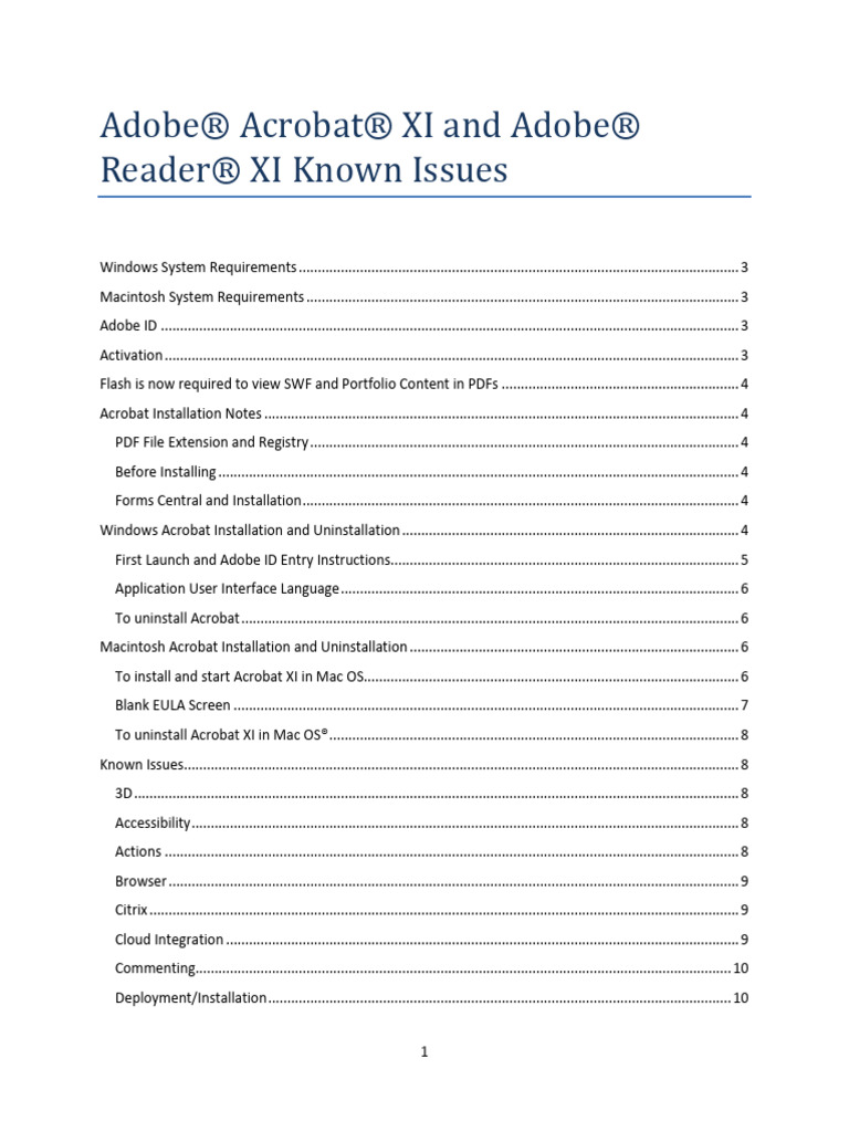 Acrobat XI Known Issues and Updates | PDF | Windows Registry | Adobe ...