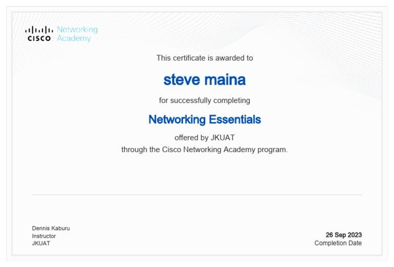 Networking Essentials Certificate | PDF