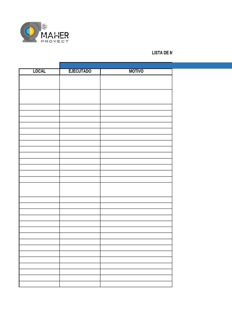 Lista de Matenimientos e Informes | PDF