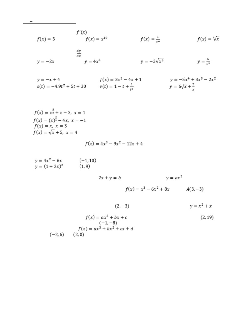 Questions 2.3 - The Derivative of Polynomials | PDF