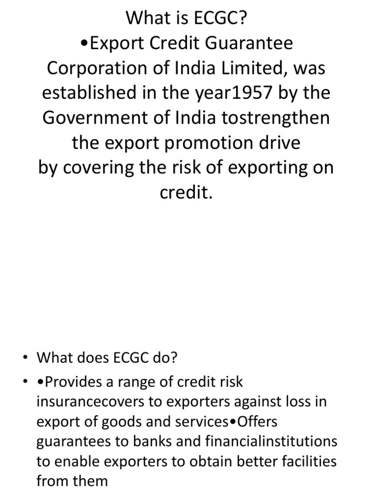 What is ECGC and its key roles | PDF | Credit (Finance) | Insurance