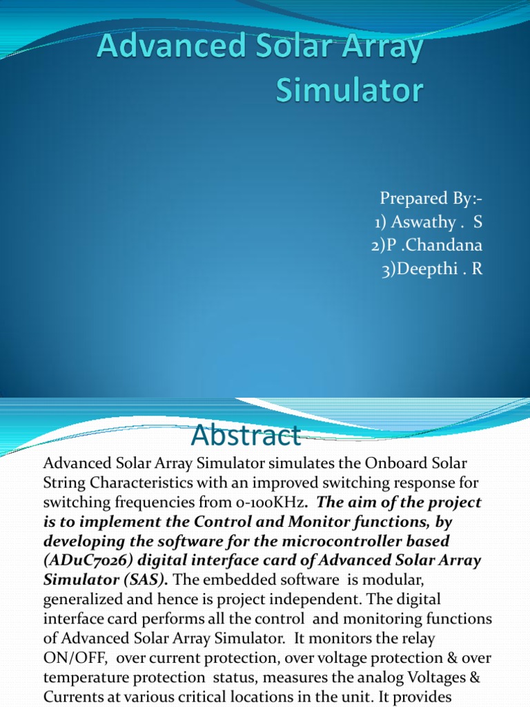 Advanced Solar Array Simulator Software Development | PDF