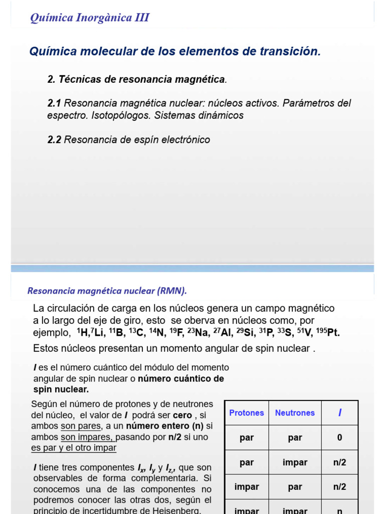 2.1 RMN 2025 | PDF | Resonancia magnética nuclear | Núcleo atómico