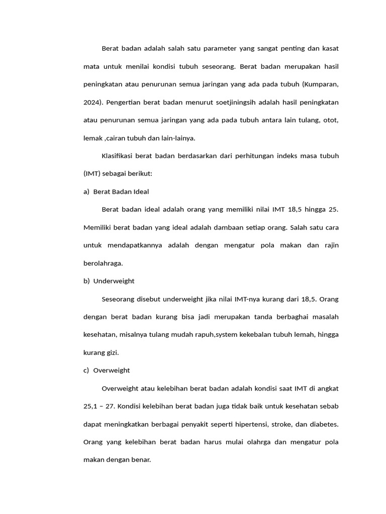 Berat Badan Adalah Salah Satu Parameter Yang Sangat Penting Dan Kasat ...