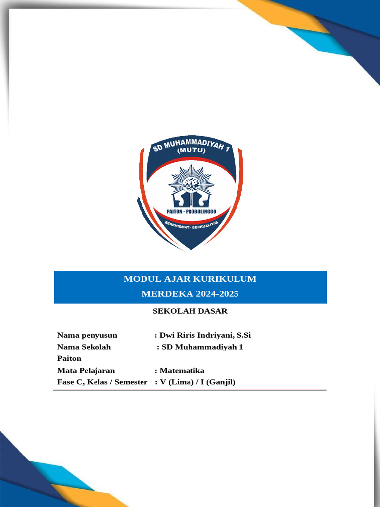 Modul Ajar MTK Kls 5 2024-2025 - 3 | PDF