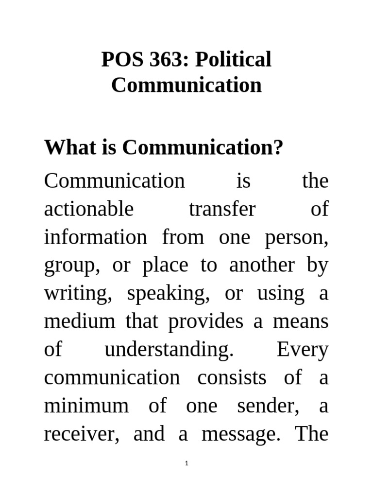 Pos 363 Political Communication 2024-1 | PDF | Communication ...