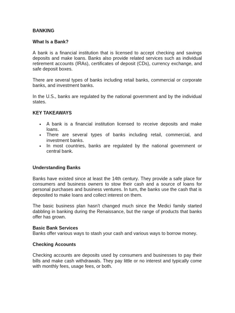 Understanding Different Types of Banks | PDF | Banks | Interest