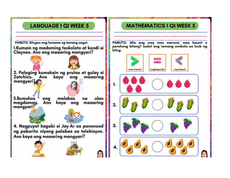 Math and Language Worksheets | PDF
