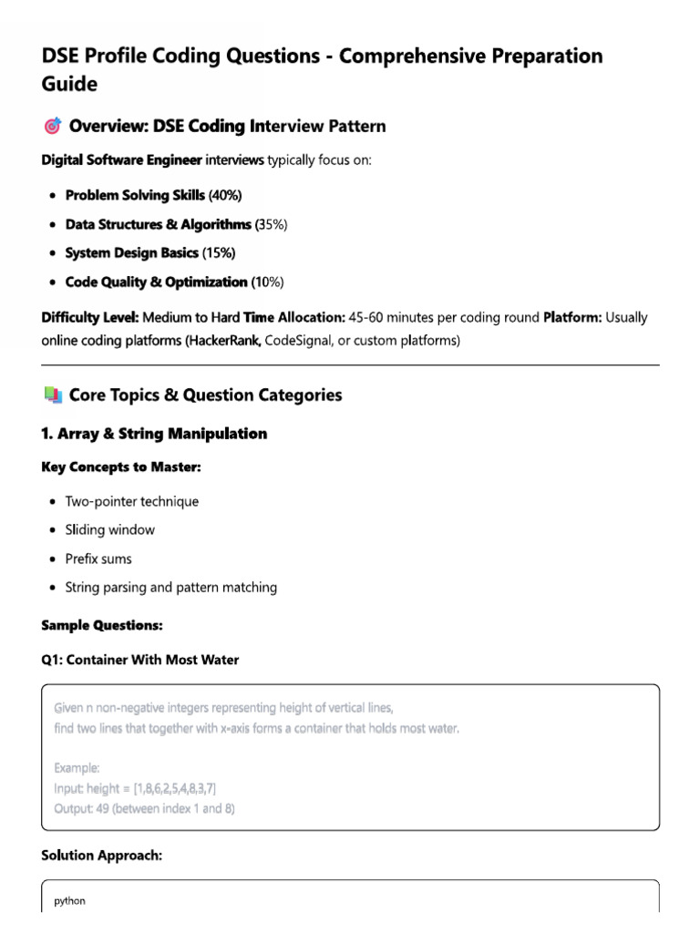 DSE Profile Coding Questions | PDF