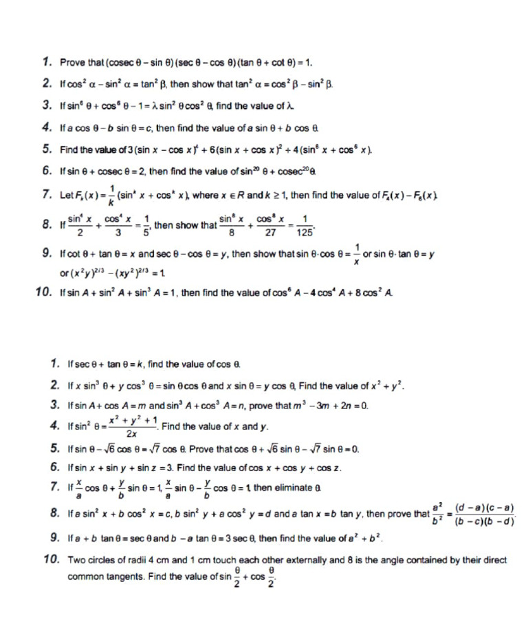 Trigonometric Identities and Proofs | PDF
