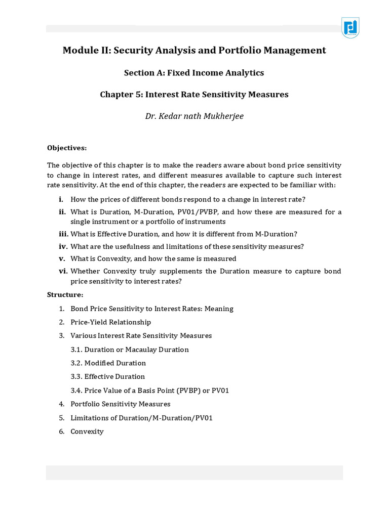 Sec A CH 5 Interest Rate Sensitivity Measures | PDF | Bonds (Finance ...