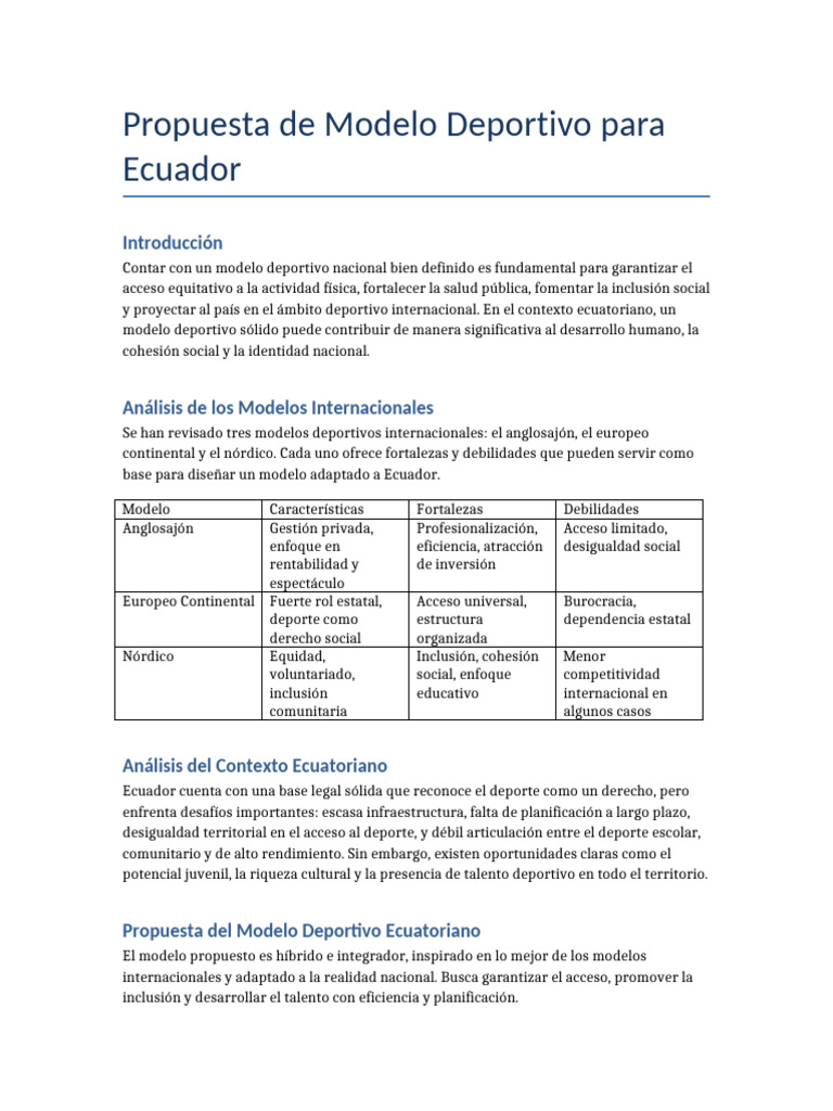 Modelo Deportivo Inclusivo para Ecuador | PDF | Ecuador | Inclusión ...