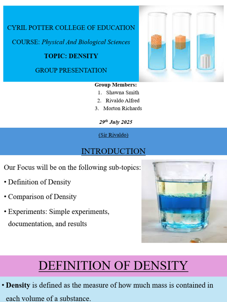 Understanding Density: Concepts & Experiments | PDF | Density | Volume