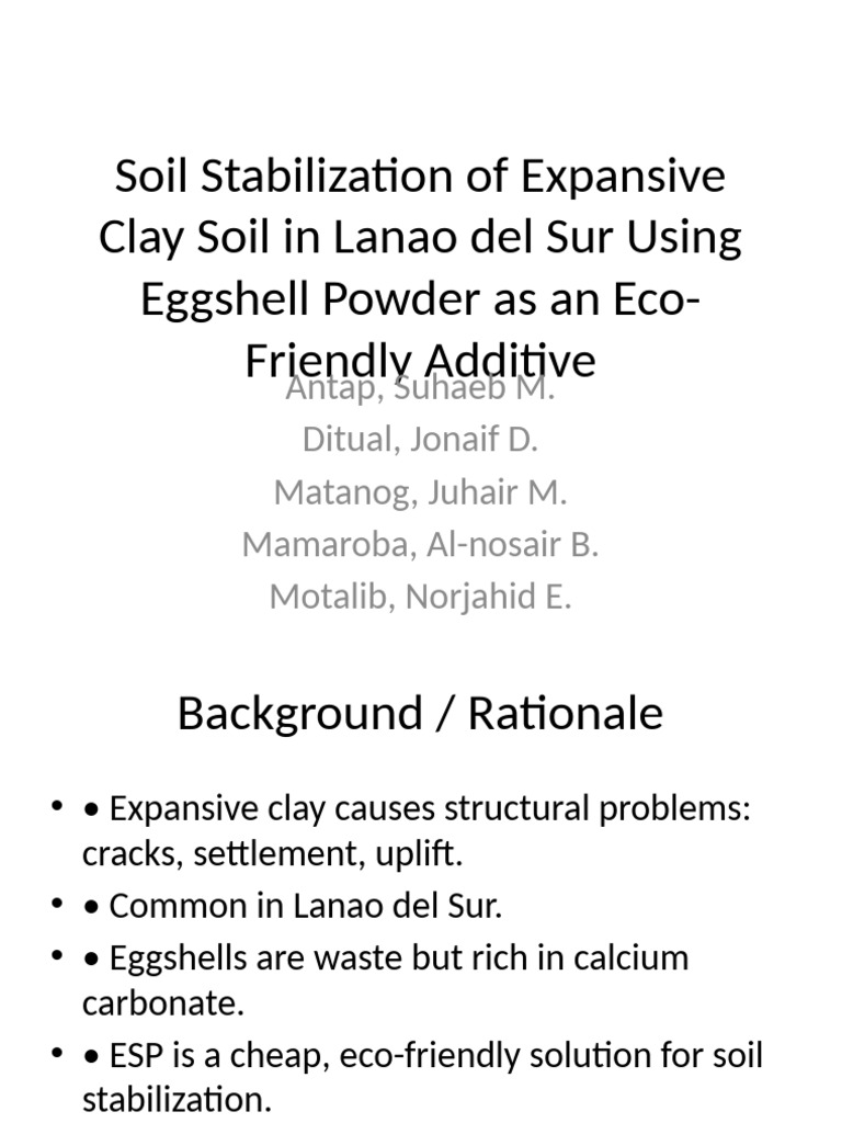 ESP Title Proposal Presentation | PDF | Soil Science | Natural Materials