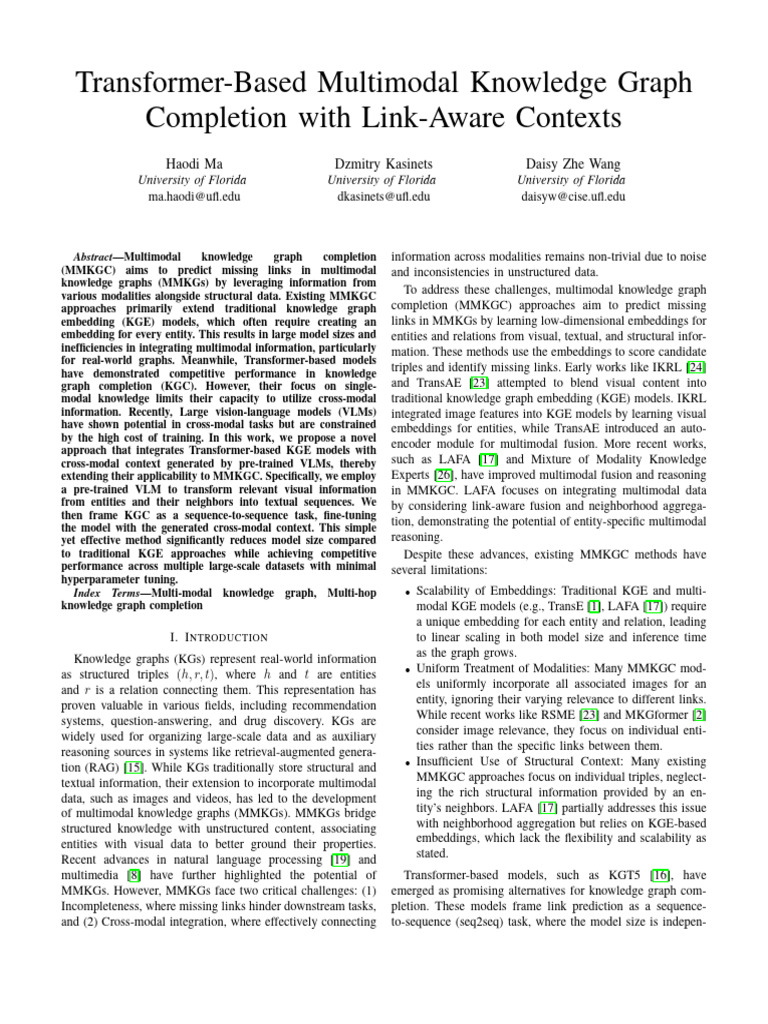 Transformer-Based Multimodal Knowledge Graph Completion With Link-Aware ...