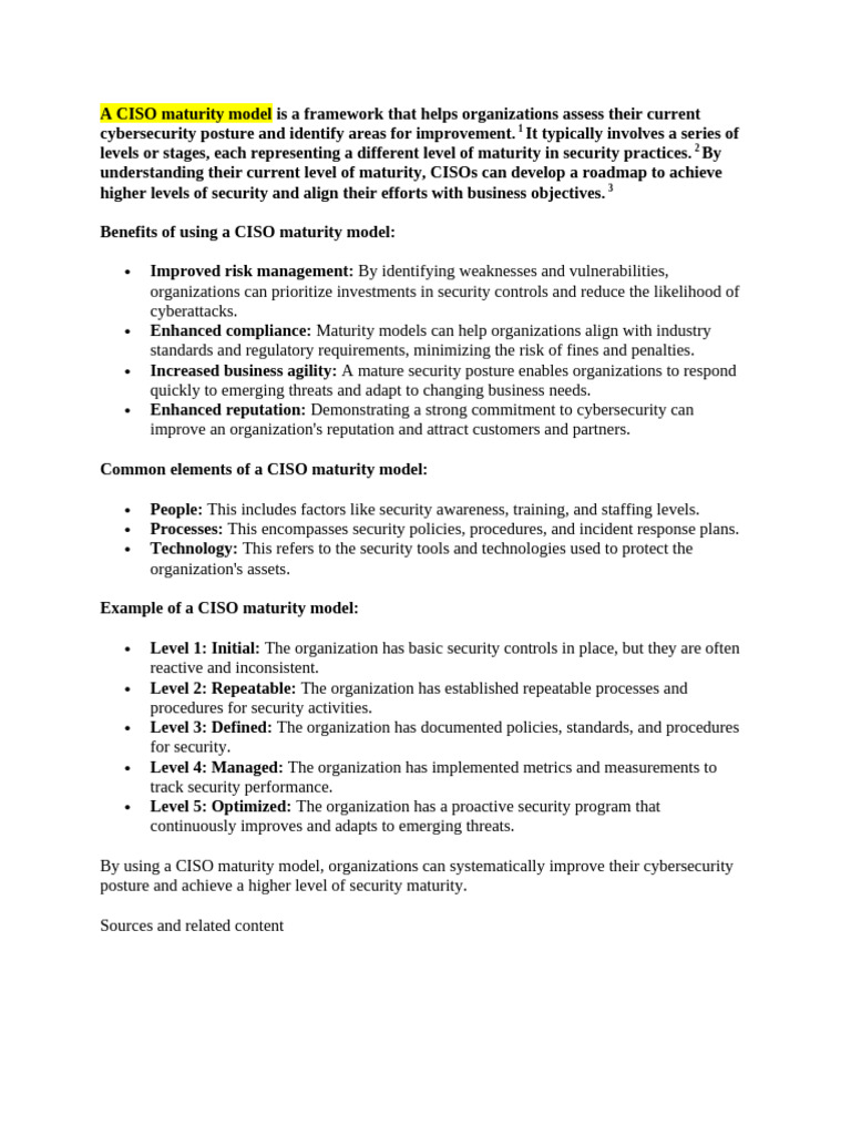 CISO Maturity Model Overview | PDF | Security | Computer Security