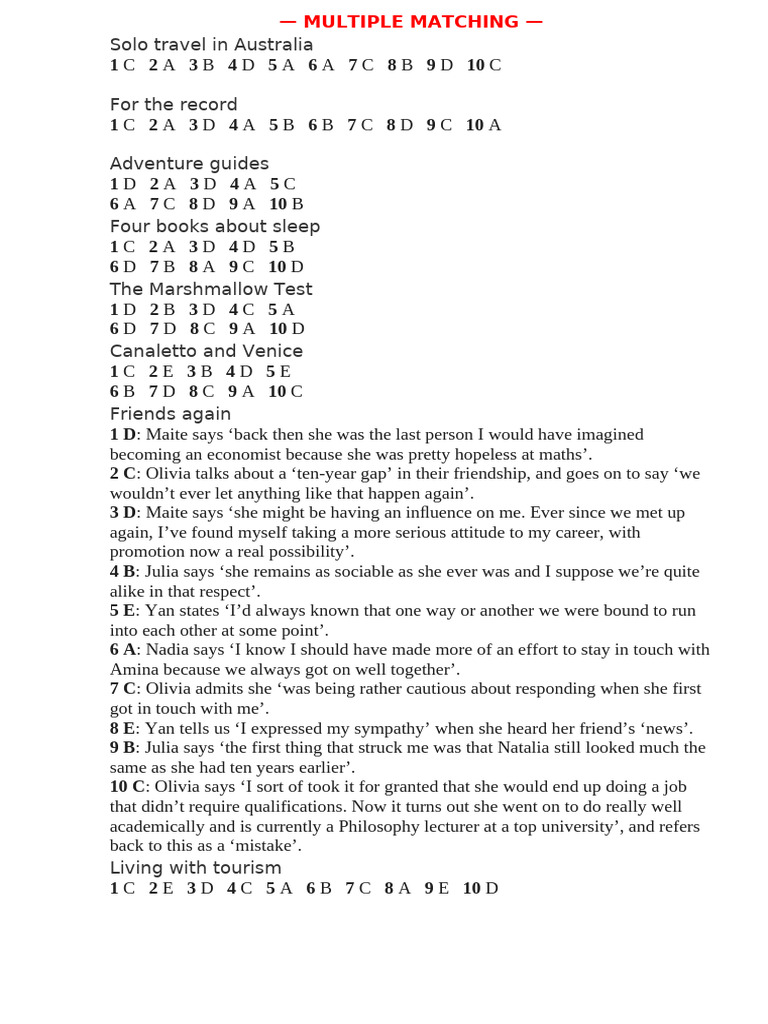 Reading Multiple Matching | PDF
