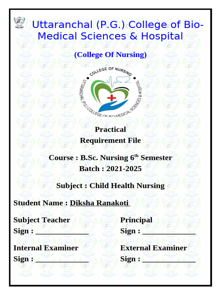 Requirmnet File Child Health Nursing 6th Sem. | PDF