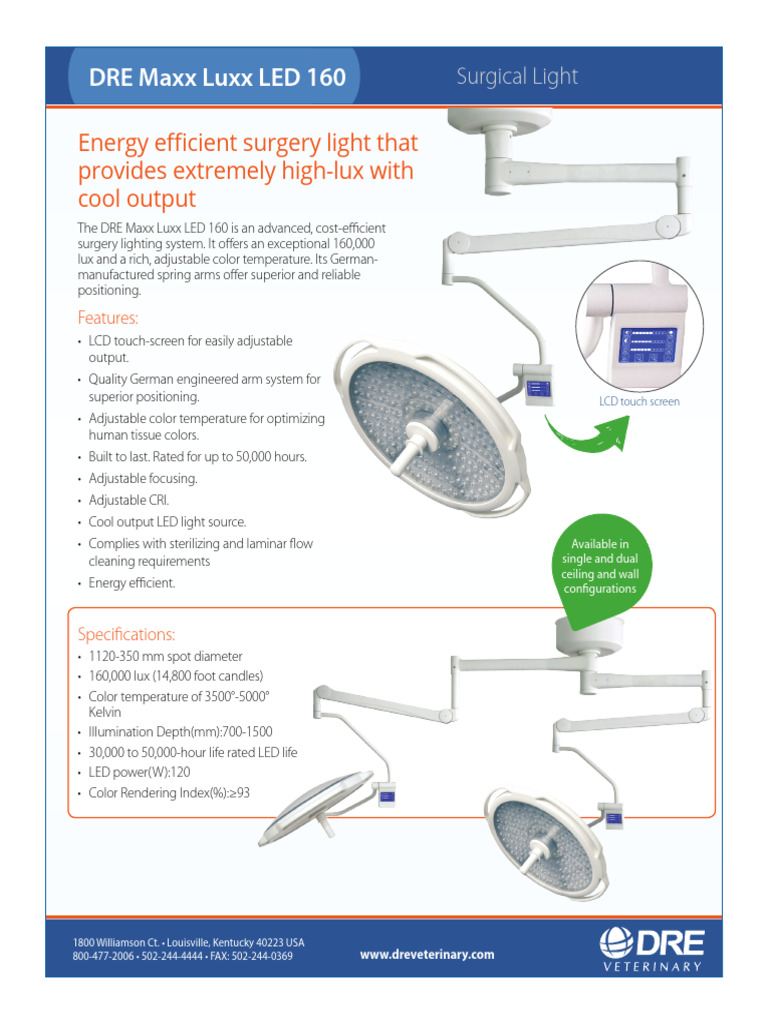DRE Maxx Luxx LED 160 Surgical Light | PDF