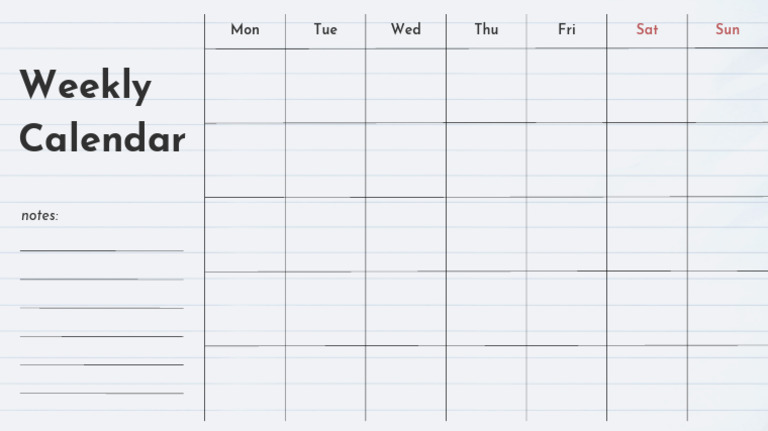 White Simple Weekly Calendar | PDF