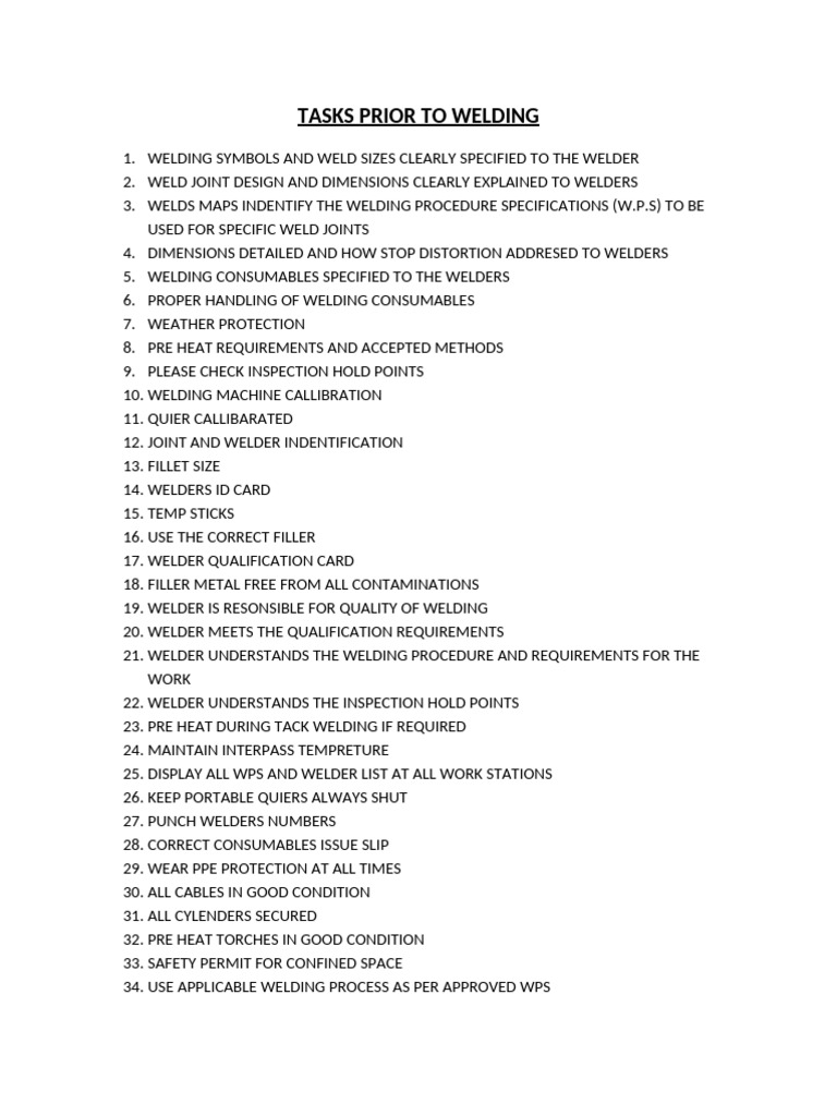 Tasks Prior To Welding | PDF