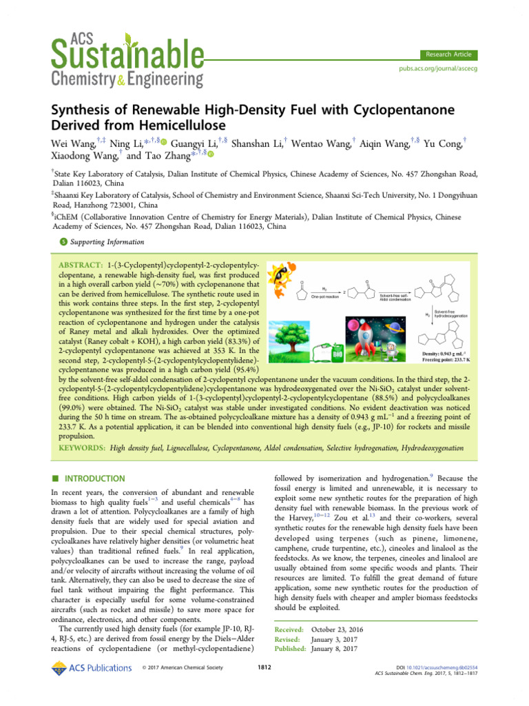 09 Wang Et Al 2017 Synthesis of Renewable High Density Fuel With ...