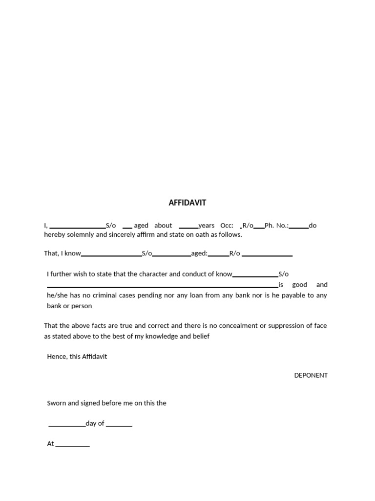 Affidavit Format and Sample Template | PDF