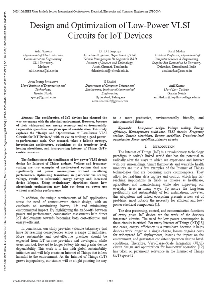 Low-Power VLSI Design for IoT Devices | PDF | Internet Of Things ...