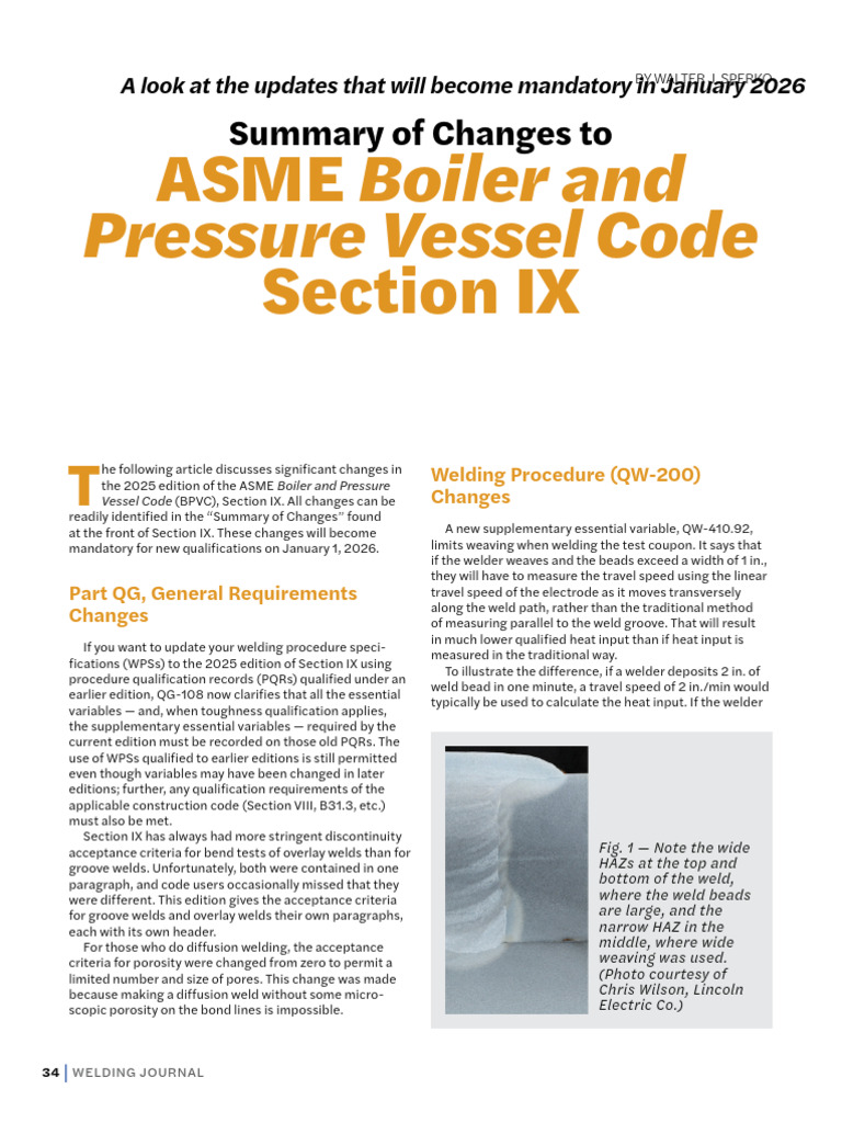 ASME Section IX 2025 Changes Overview | PDF | Welding | Construction
