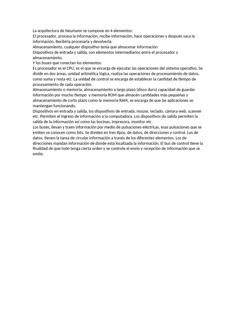 La Arquitectura de Neumann Se Compone en 4 Elementos | PDF