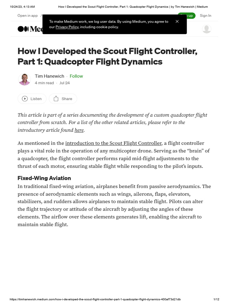 How I Developed The Scout Flight Controller, Part 1 - Quadcopter Flight Dynamics - by Tim ...