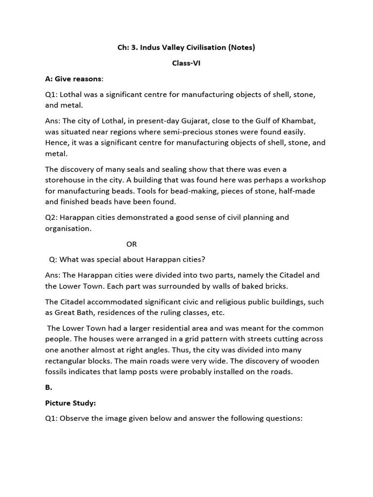 Indus Valley Civilization Notes for Class 6 | PDF