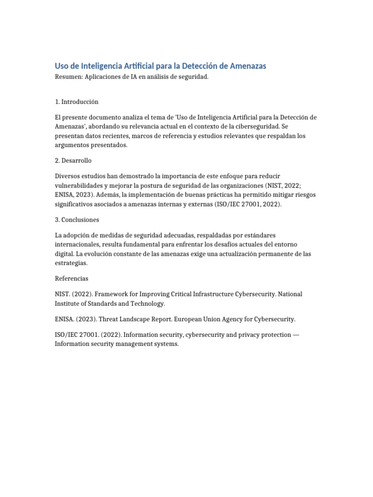 Uso de Inteligencia Artificial para La Detecci N de Amenazas 20250123 | PDF