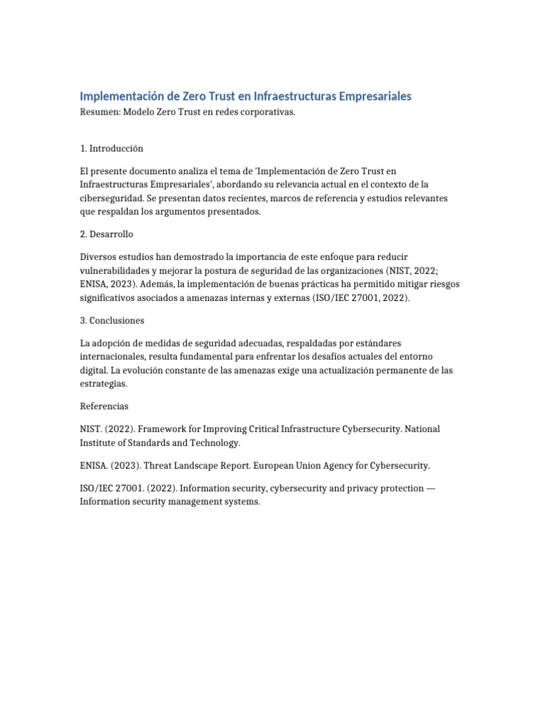 Implementaci N de Zero Trust en Infraestructuras Empresariales 20250607 | PDF