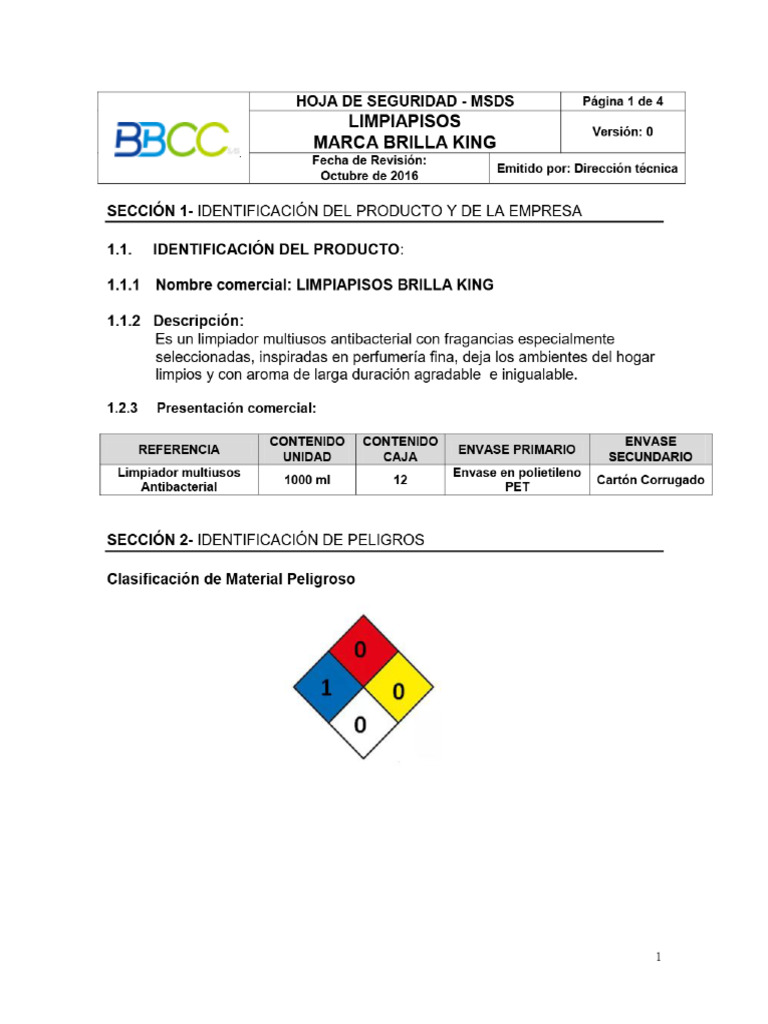 N° 24 Limpiapisos (Brilla King) - TOAZ - INFO | PDF