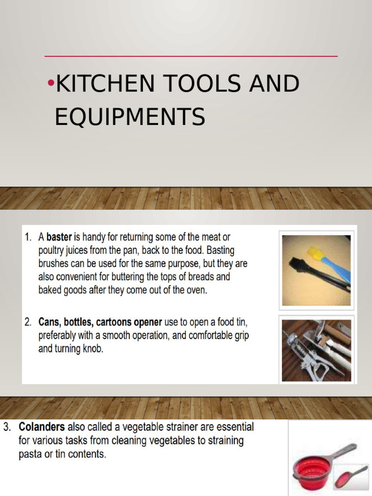 Cooking Tools and Equipment Cookery | PDF