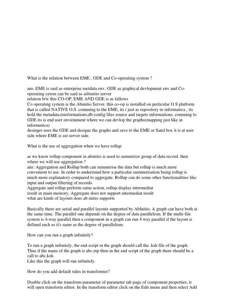 Ab Initio Interview Questions | PDF | Database Index | Parameter (Computer Programming)