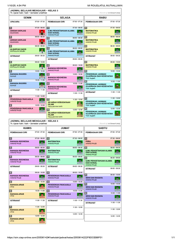 Jadwal Kelas 3 Simpatika | PDF