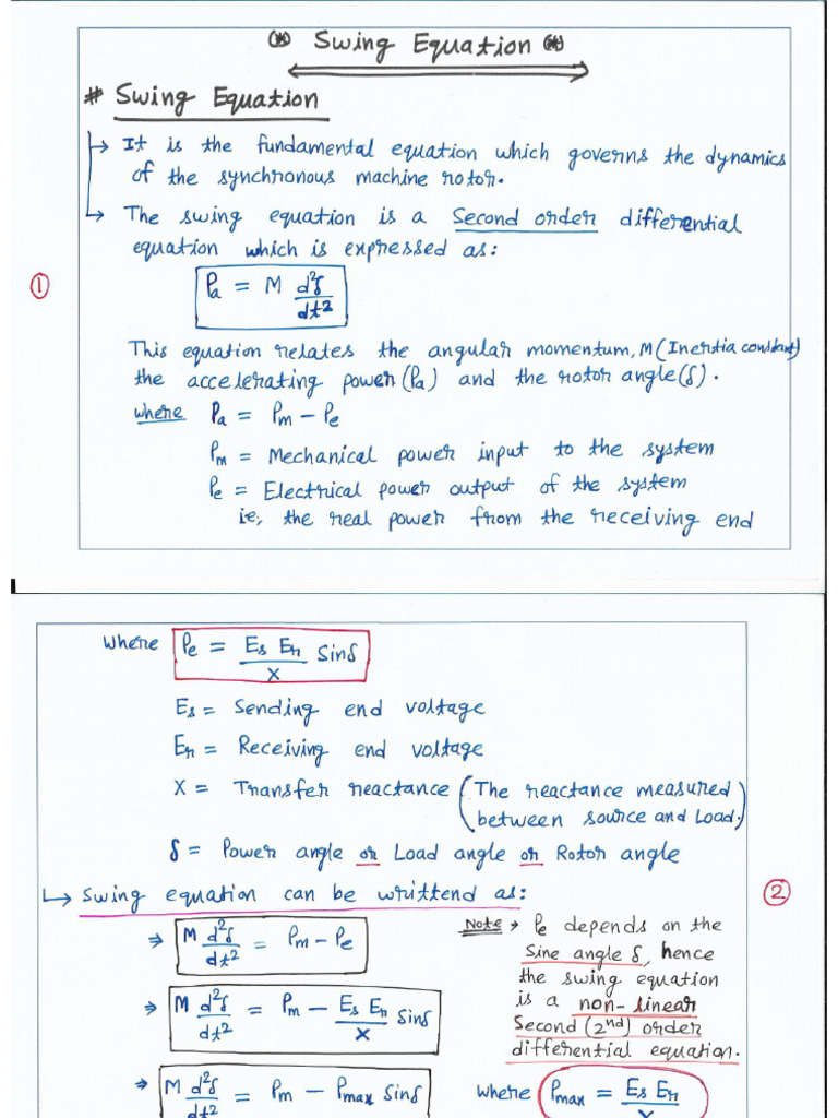 UNIT-4) Swing Equation | PDF