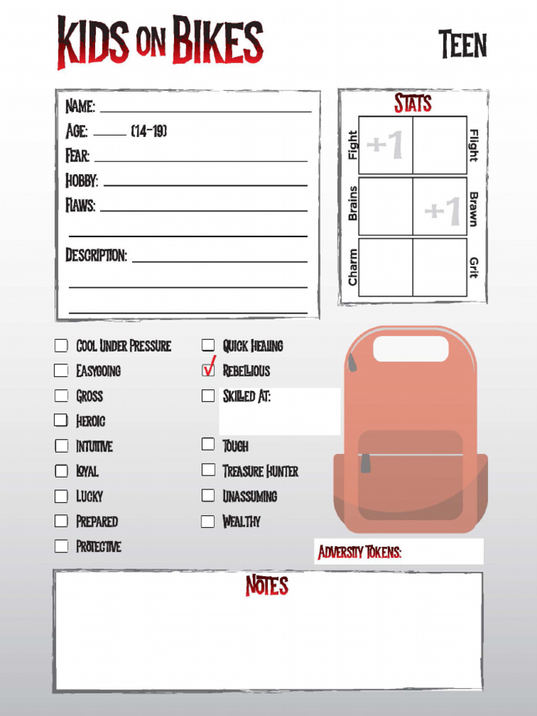 Form Fillable Teen-Character-Sheet - V2 | PDF