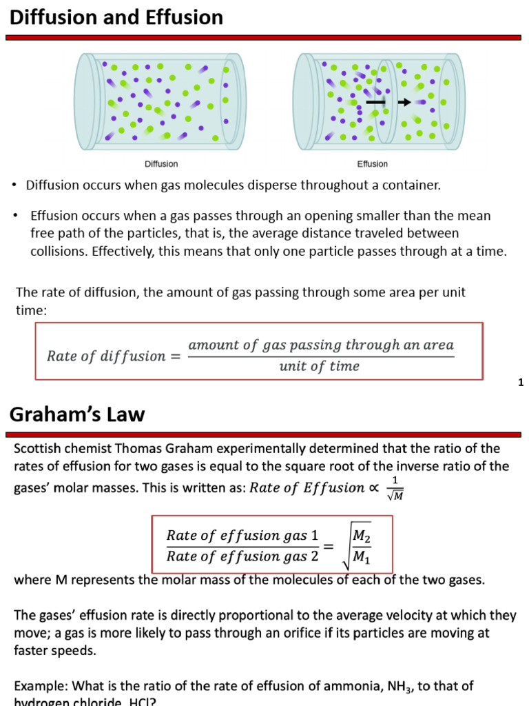 Diffusion, Effusion, and Real Gases Explained | PDF | Gases | Continuum ...
