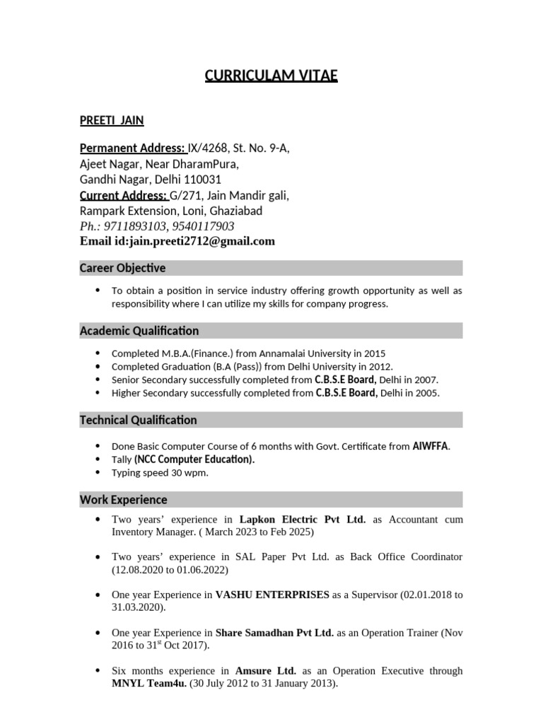 Preeti Jain Resume Updated-1 | PDF