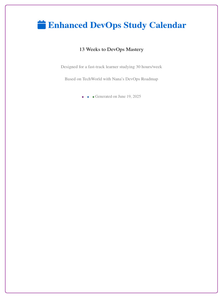 V2 - ? Ezekiel's Enhanced DevOps Study Calendar - 13 Weeks To DevOps Mastery | PDF | Unix ...