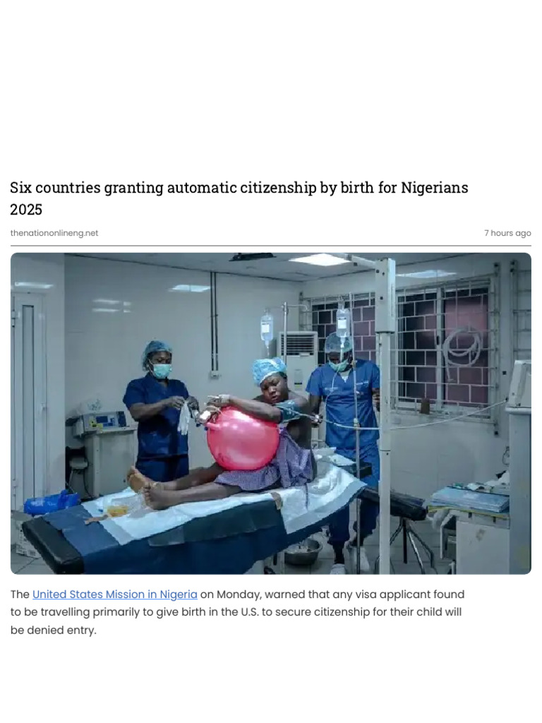 Six Countries Granting Automatic Citizenship by Birth For Nigeri | PDF ...