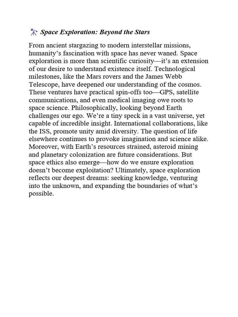 Space Exploration Beyond The Stars | PDF