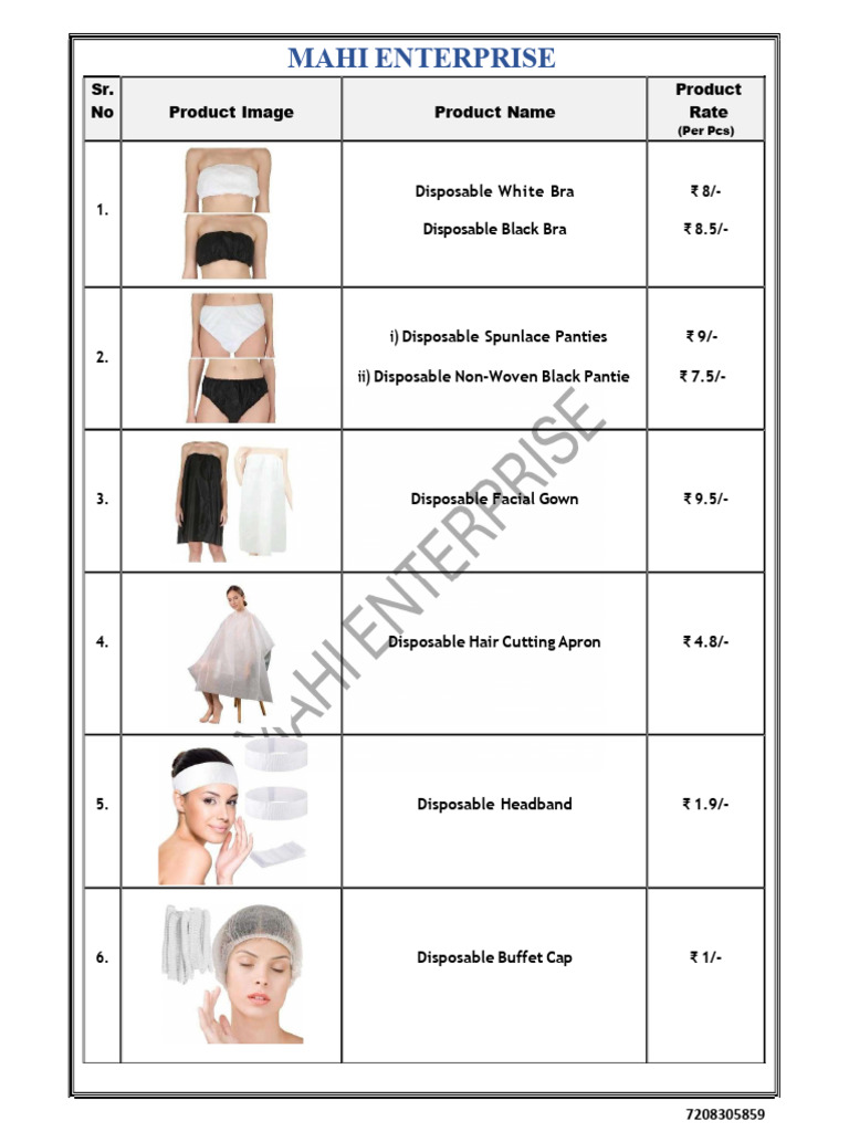 Disposable Salon Products Price List | PDF